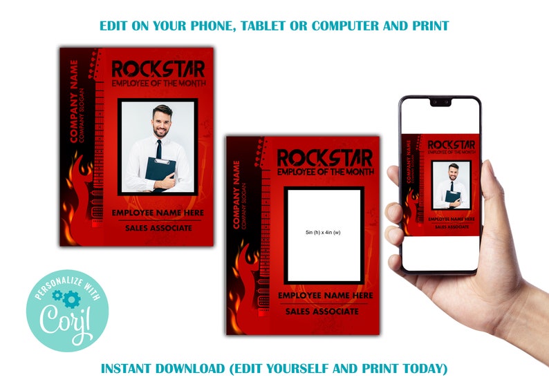 Employee of the Month Printable | EDITABLE Rockstar Employee of the ...