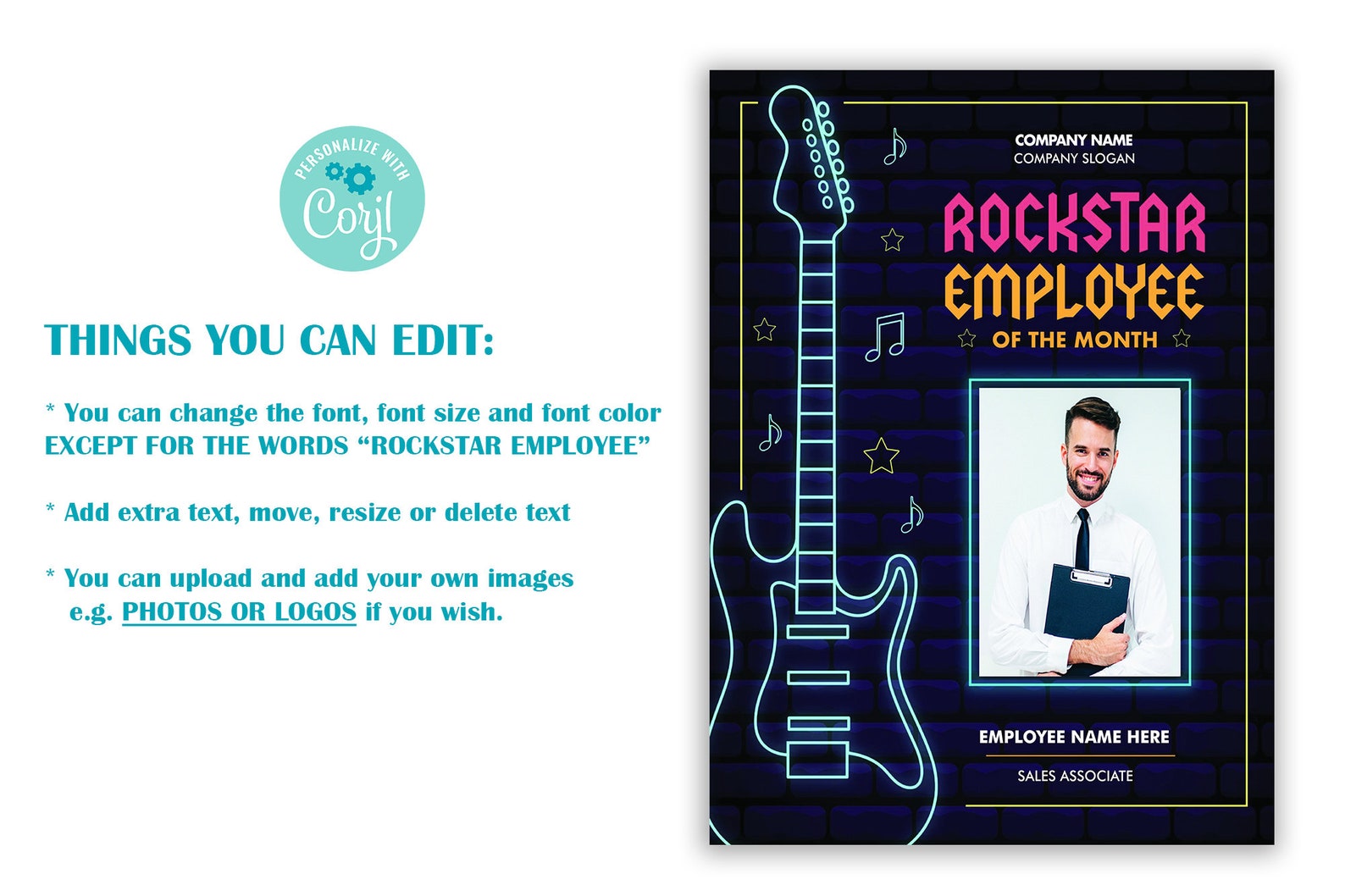 EDITABLE Rockstar Employee of the Month Certificate | Employee ...