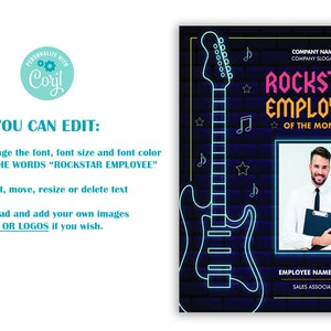 EDITABLE Rockstar Employee of the Month Certificate | Employee ...