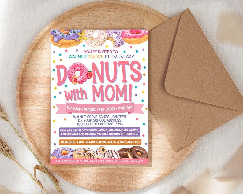 Editable Donuts With Mom Flyer, Church School, PTA PTA Flyer, Donuts ...