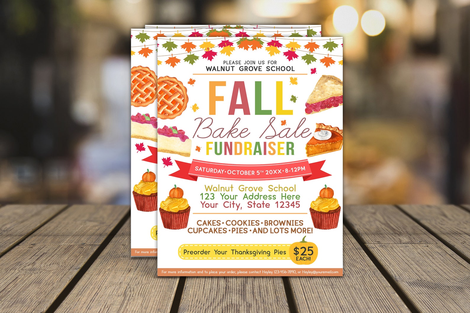Fall Bake Sale Flyer, Festival Fall Harvest Template for Church School ...