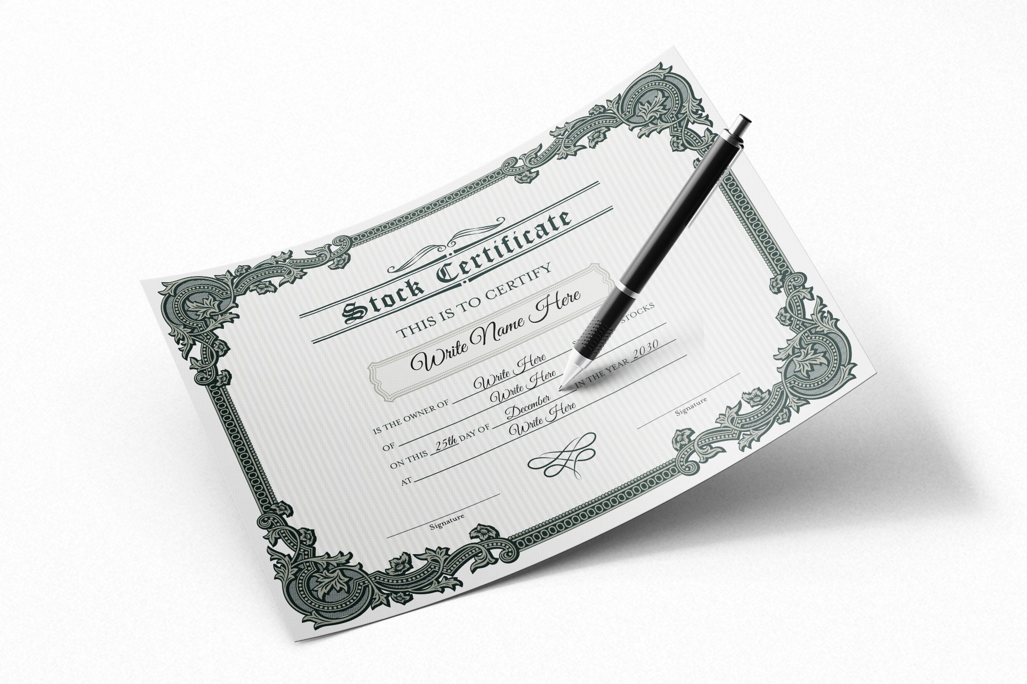 PRINTABLE Blank Stock Certificate Template DIY Certificate of - Etsy