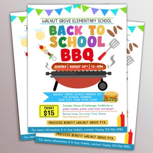 EDITABLE School Bbq Picnic Party Invite, Back to School Fundraiser ...