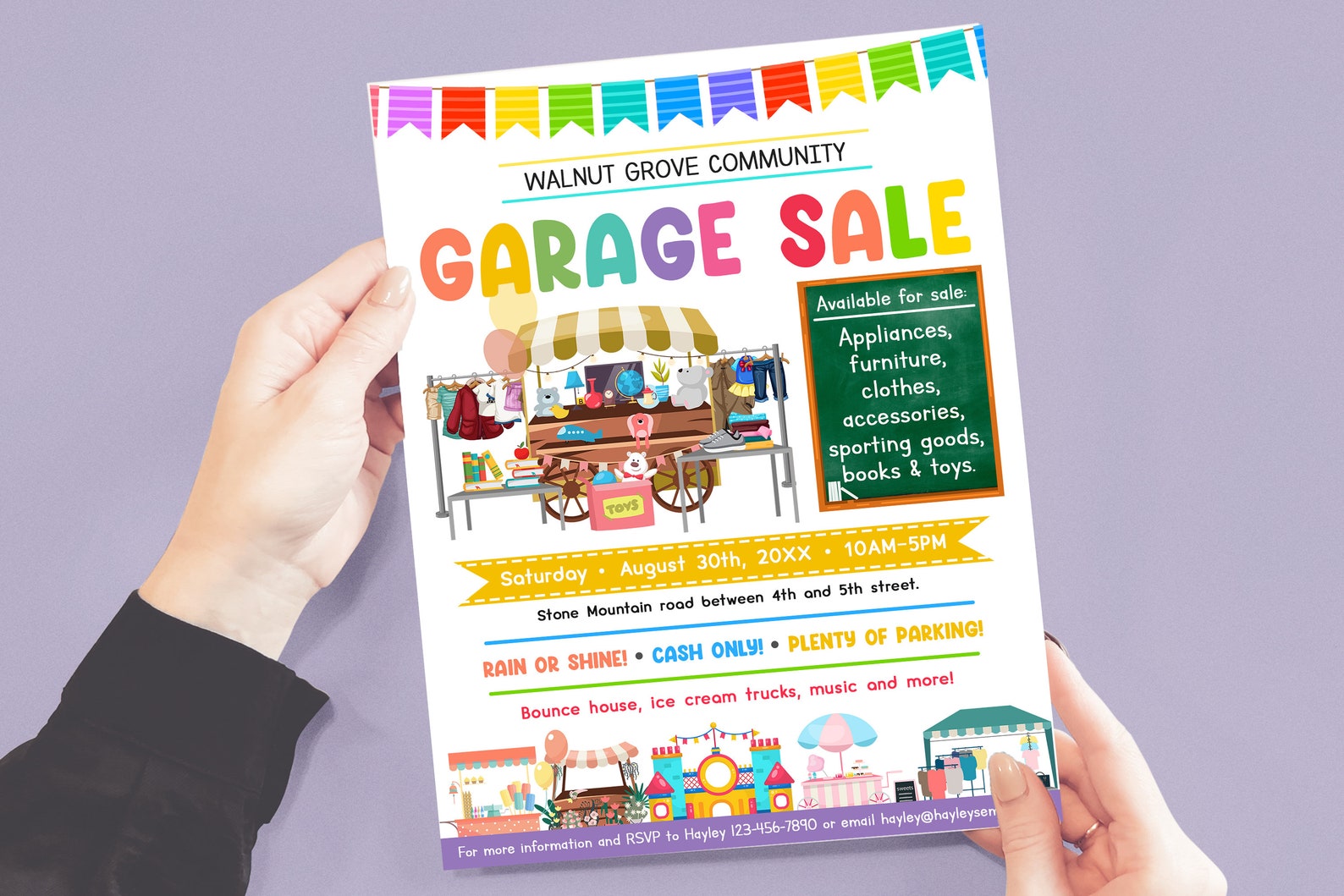 EDITABLE Garage Sale Flyer Template Neighborhood Yard Sale - Etsy