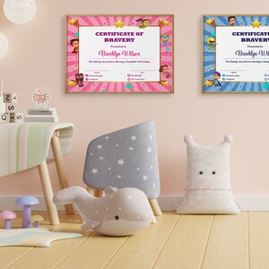 Two Editable Certificate of Bravery Award BUNDLE, Blue and Pink ...