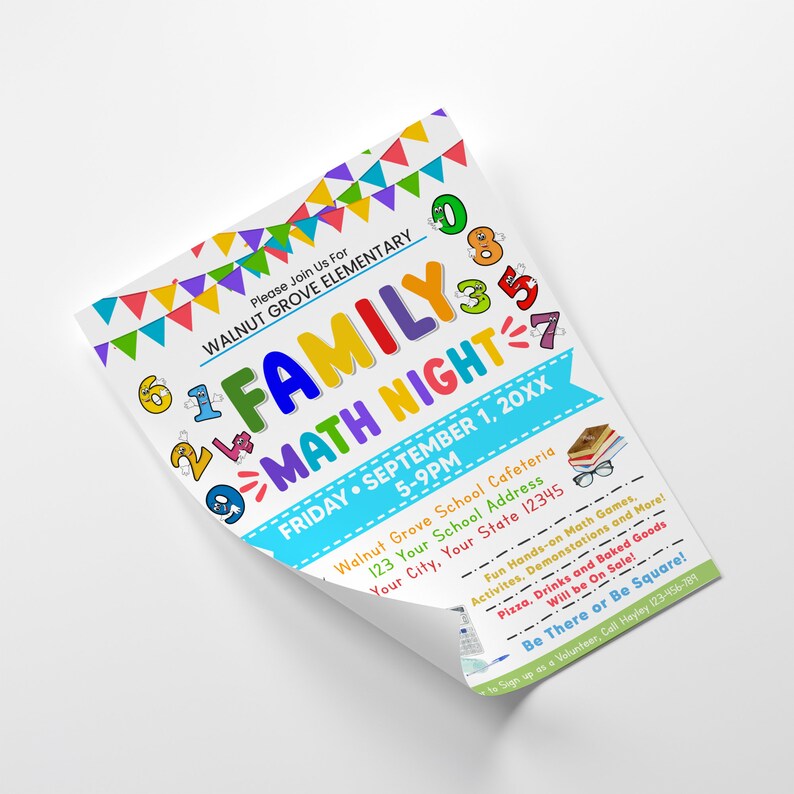 Editable Family Math Night Flyer PTO PTA Family School Flyer - Etsy