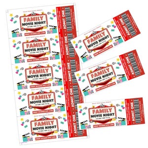Editable Family Movie Night Flyer and Ticket Bundle Template, School ...