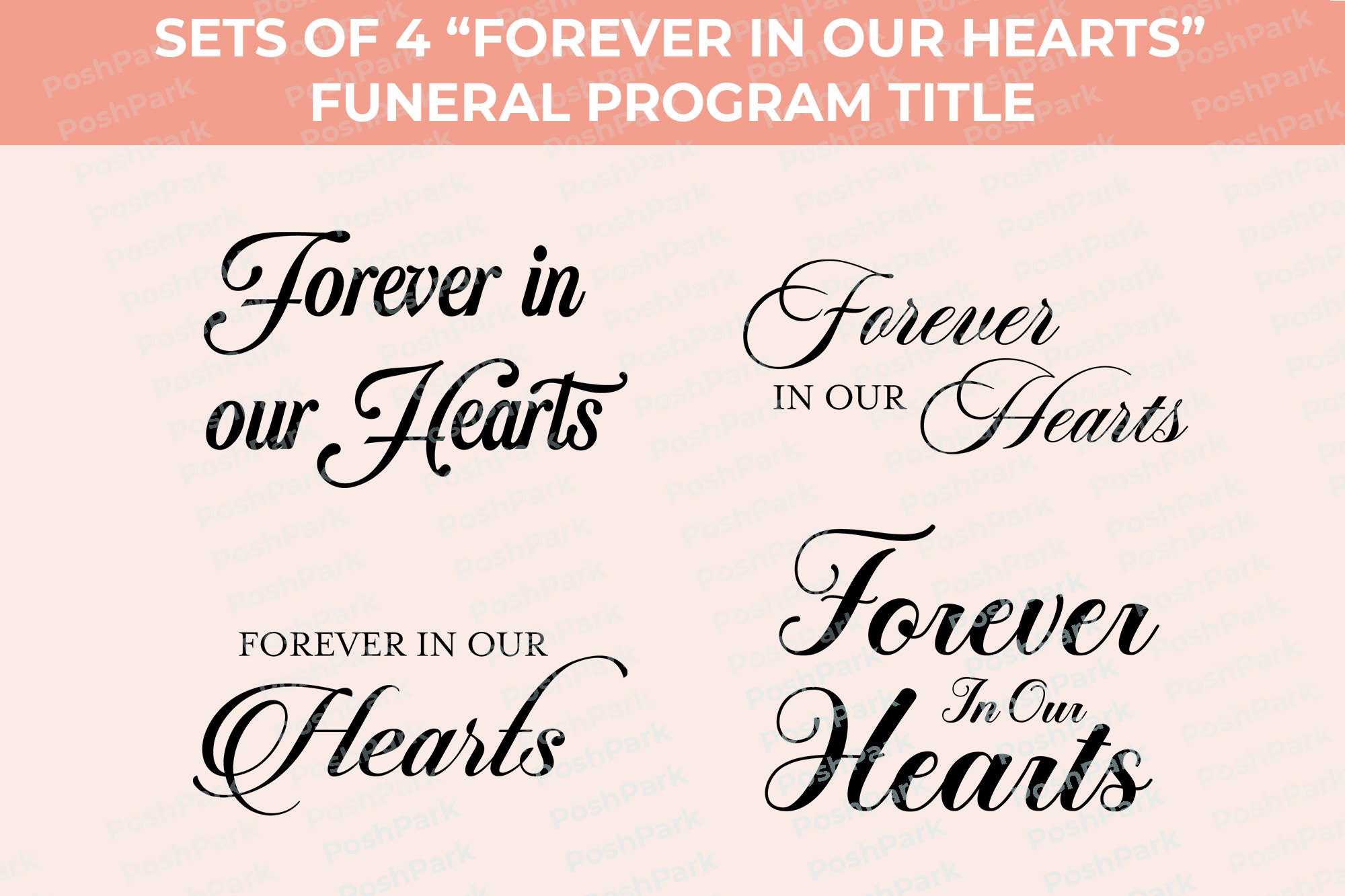 Programs Sets of 4 Funeral Program Titles Pre-made Transparent Word Art ...