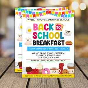 EDITABLE Back to School Breakfast Flyer Template, PTO PTA Fundraiser ...
