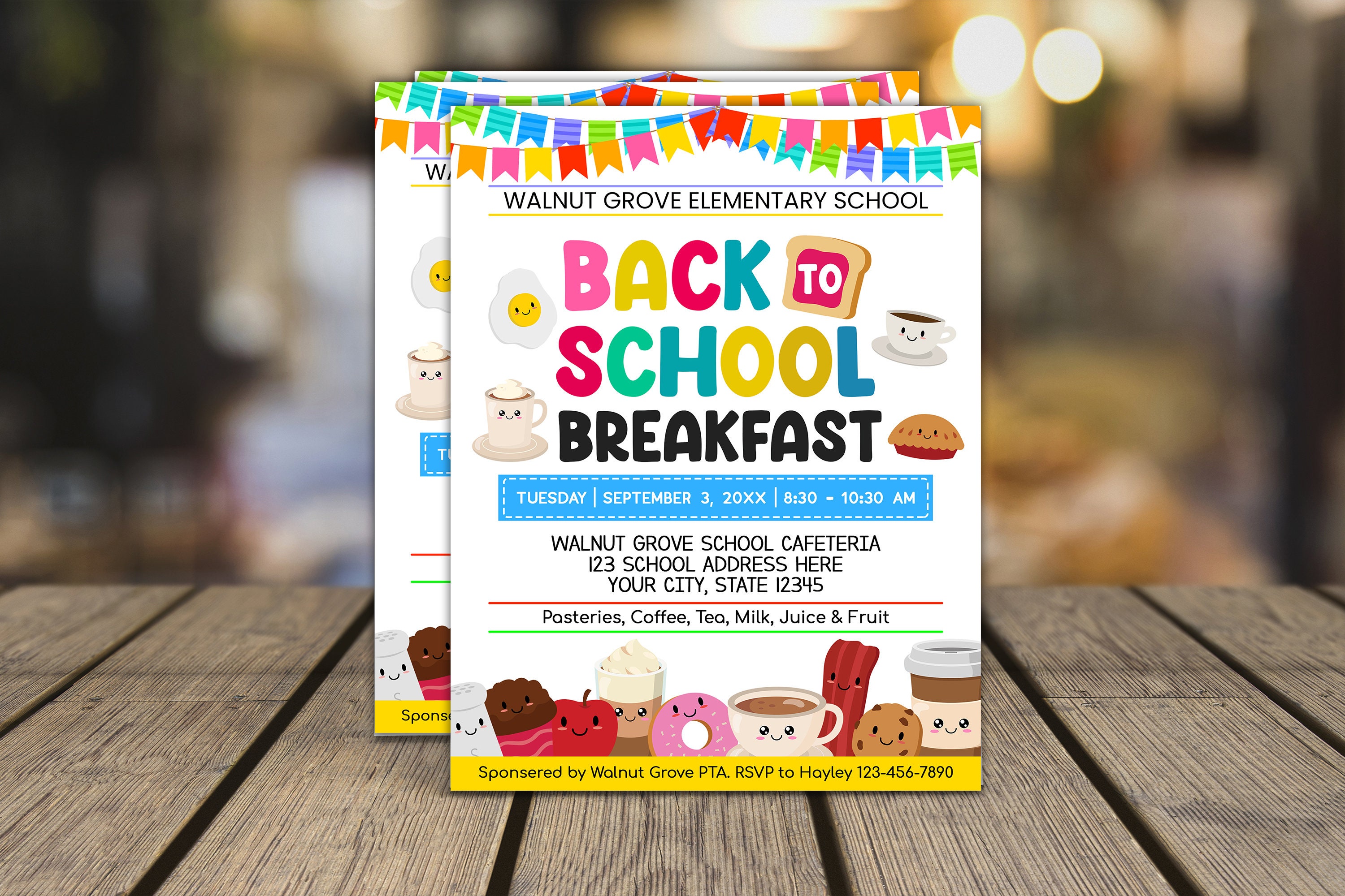 EDITABLE Back to School Breakfast Flyer Template, PTO PTA Fundraiser ...