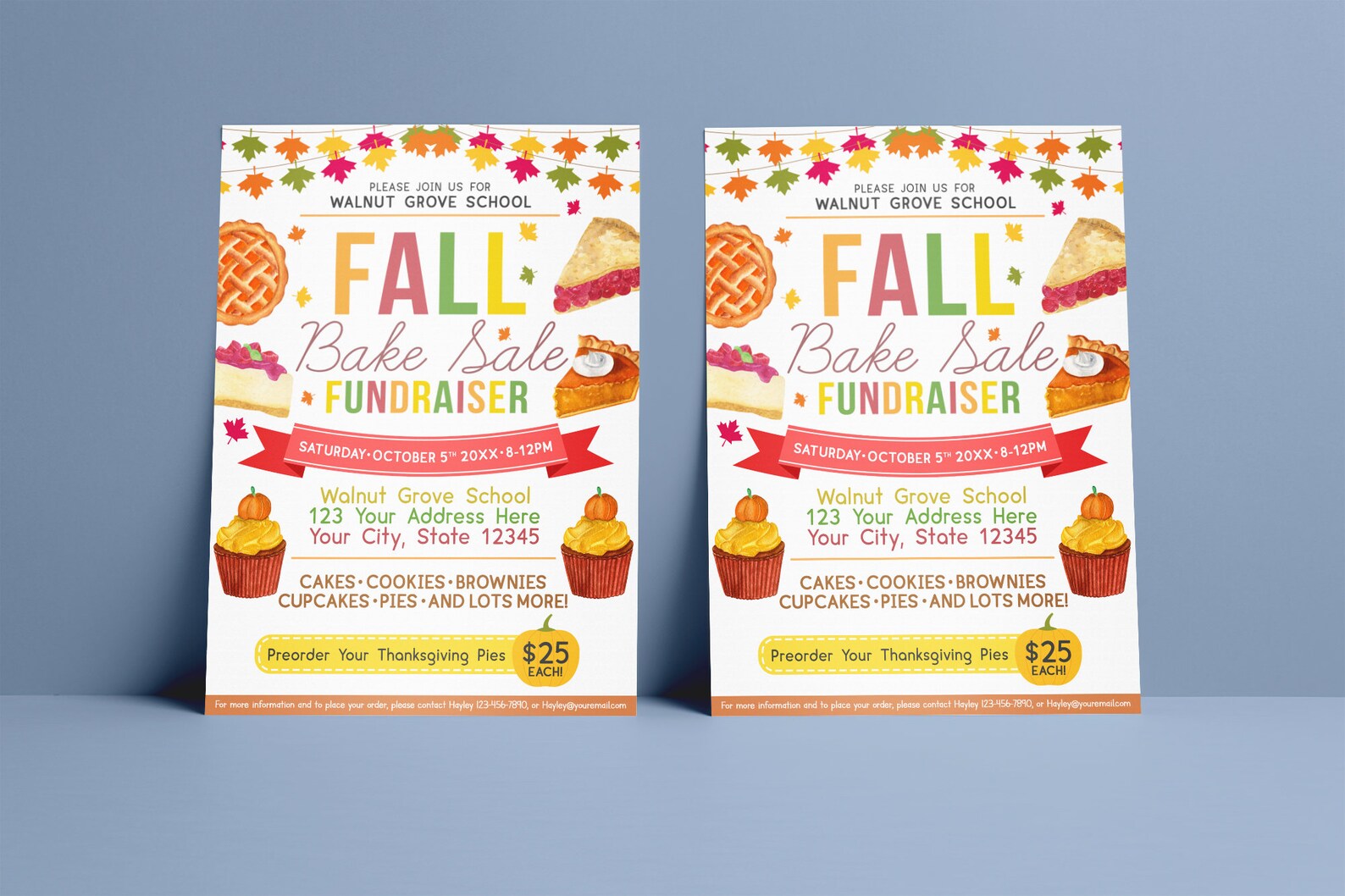 Fall Bake Sale Flyer, Festival Fall Harvest Template for Church School ...