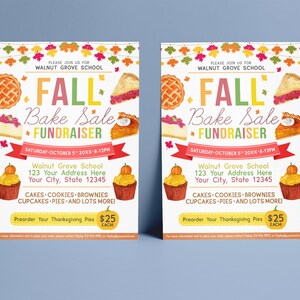 Fall Bake Sale Flyer, Festival Fall Harvest Template for Church School ...