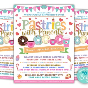 Editable Pastries With Parents Flyer, Parent Appreciation Open House ...