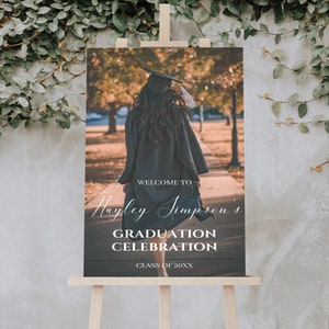 Elegant Graduation Welcome Sign With Photo, Grad Welcome Party Poster ...
