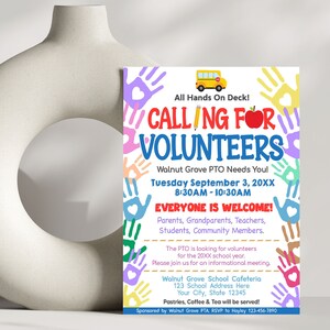 School PTO PTA Volunteer Recruitment Flyer, School Volunteer Flyer ...