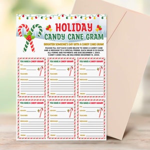 Editable Candy Cane Gram Flyer Template, Holiday Candy Cane Printable ...