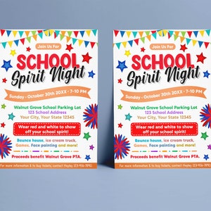 Editable School Spirit Flyer Template, School PTO PTA Fundraiser Event ...