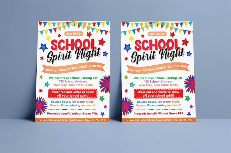 Editable School Spirit Flyer Template School PTO PTA - Etsy