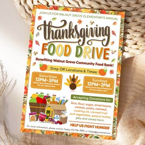 Thanksgiving Food Drive Flyer, Autumn Food Drive, Fall Food Drive Flyer ...