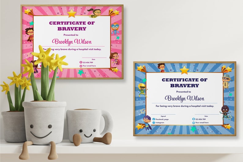 Two Editable Certificate of Bravery Award BUNDLE Blue and - Etsy