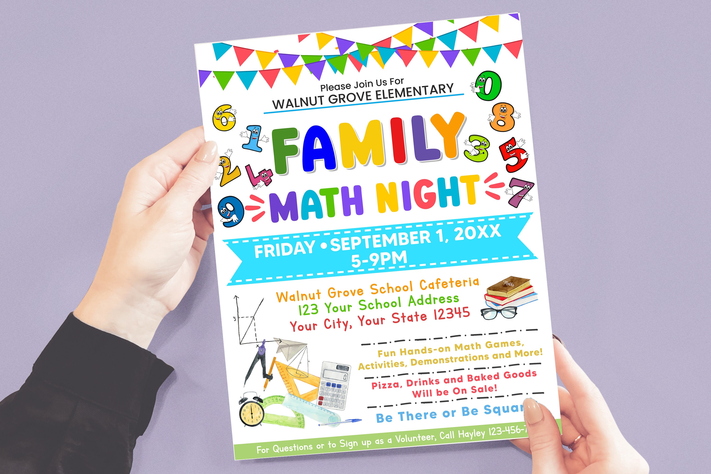 Editable Family Math Night Flyer, PTO PTA Family School Flyer, Math ...