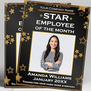 EDITABLE Star Employee of the Month Template | Printable Employees ...