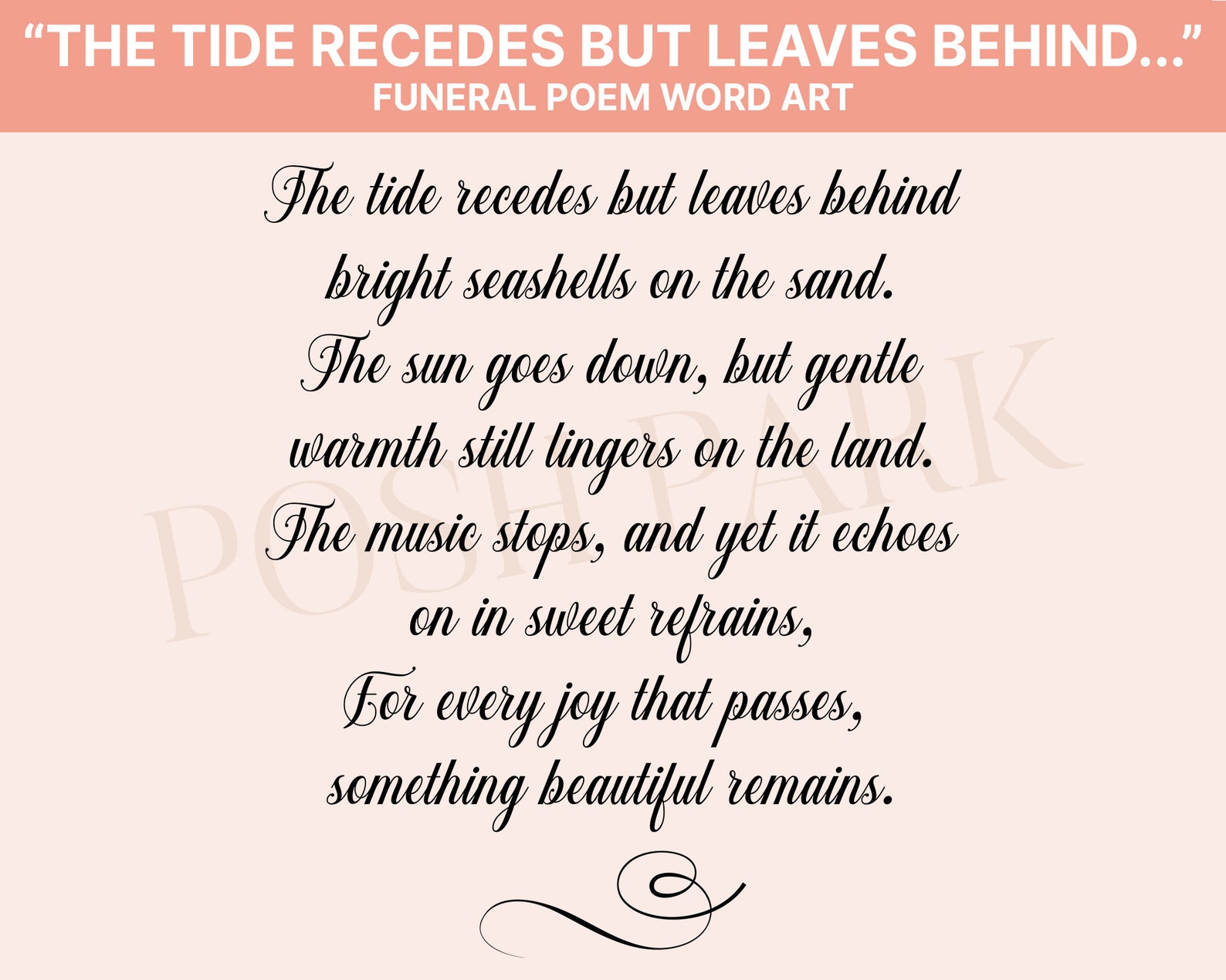 Poem Word Art Funeral Program, the Tide Recedes but Leaves Behind, Pre ...