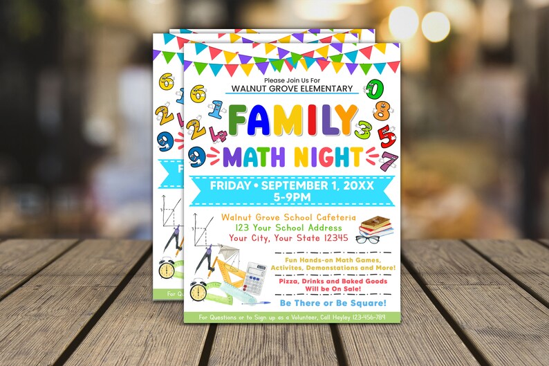 Editable Family Math Night Flyer PTO PTA Family School Flyer - Etsy