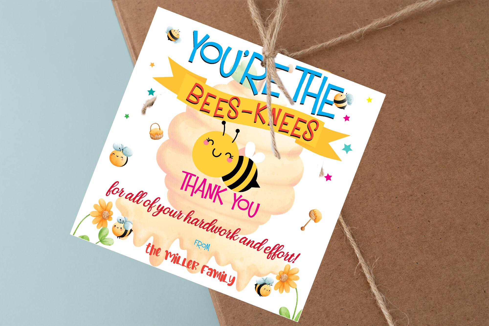 EDITABLE Thank You Gift Tag Template You're the Bees | Etsy