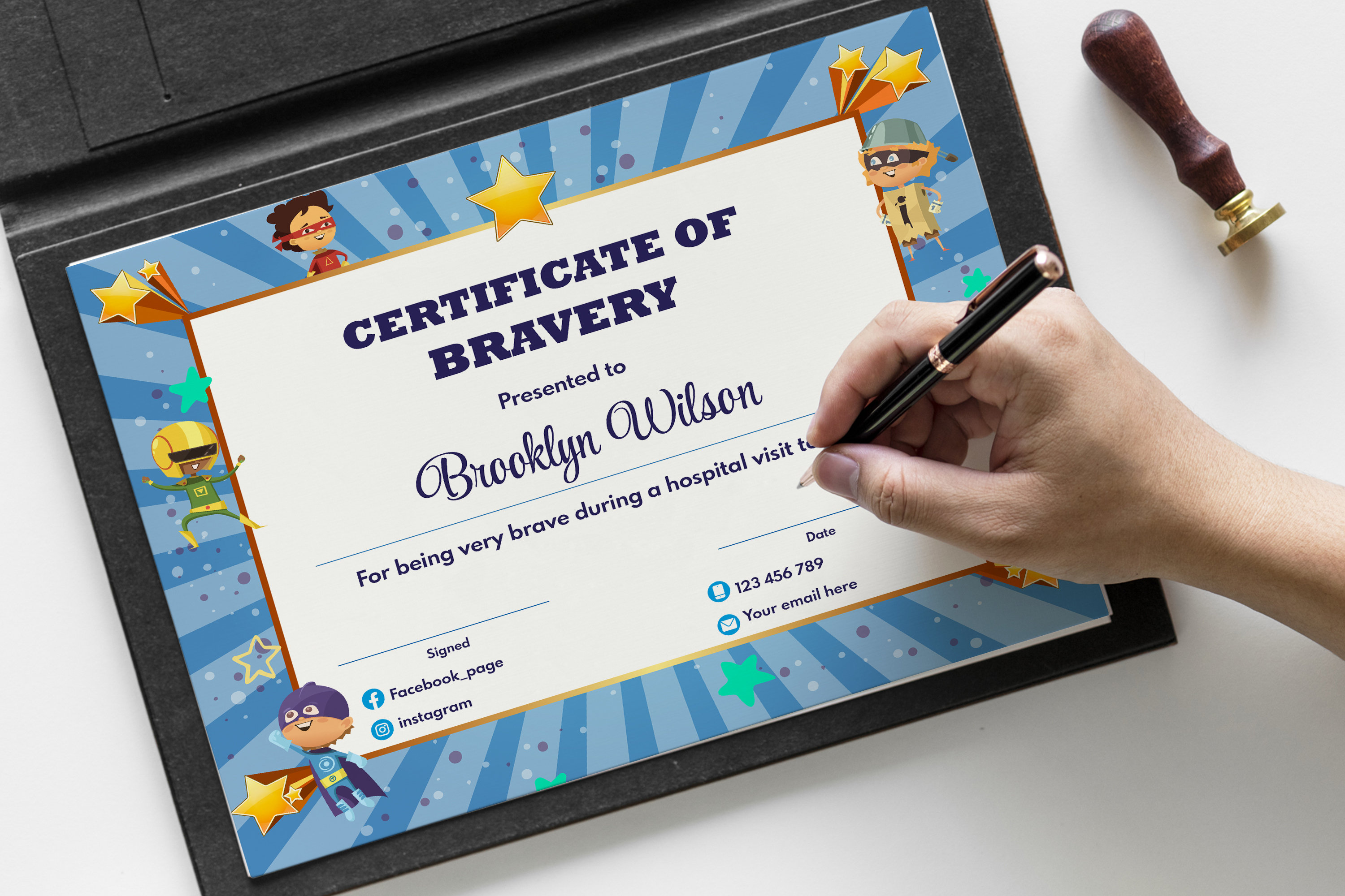 Editable Certificate of Bravery Blue Printable Kids - Etsy Australia