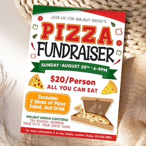 Editable Pizza Fundraiser Flyer Template, School Event Flyer Template ...
