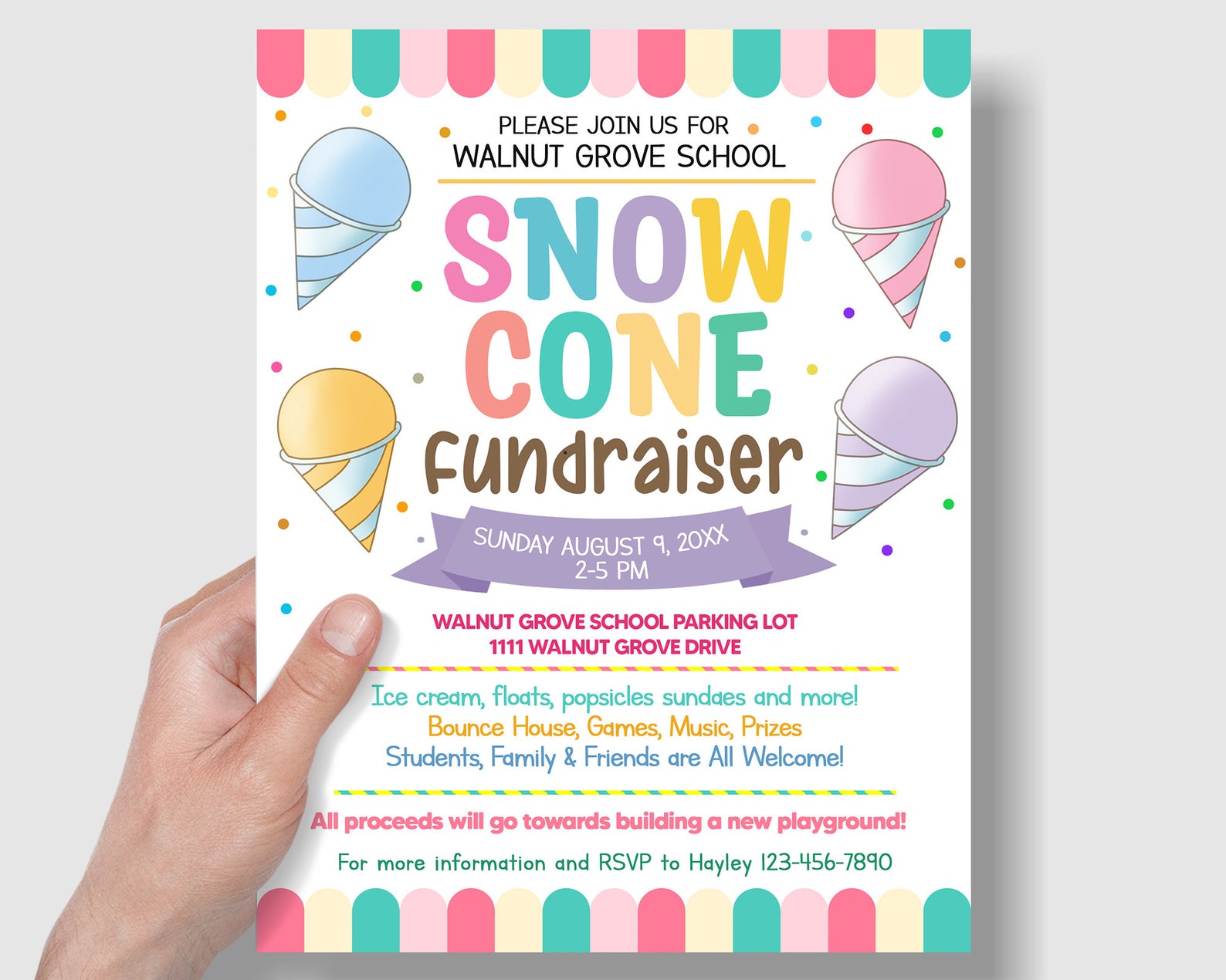 Editable Snow Cone Fundraiser Flyer, PTO PTA School Flyer, School ...