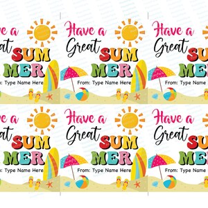 Custom Summer Gift Tags for Teacher, Beach-theme Summer Gift Tags ...