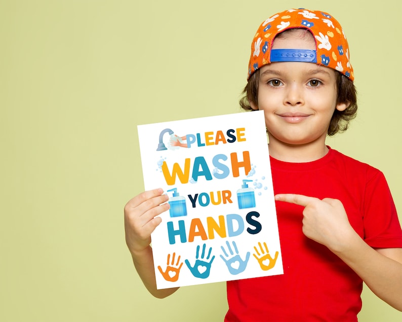 Printable Wash Your Hands Sign PDF Bathroom Rules Sign - Etsy