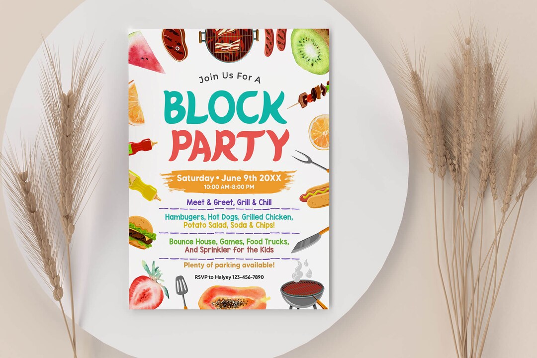 Block Party Flyer Template, Neighborhood Party Invite, Neighborhood ...