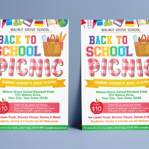 Editable Back to School Picnic Flyer Invitation, PTA PTO Picnic Invite ...