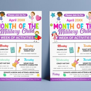 Editable Month of Military Child Week of Activities Flyer, PTO PTA ...