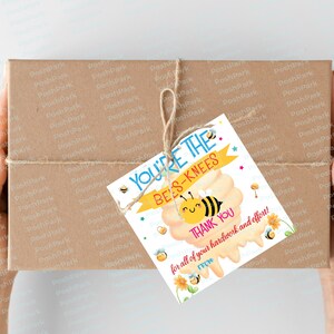 Printable PDF Thank You Bee Tag Template, You're the Bees Knees ...