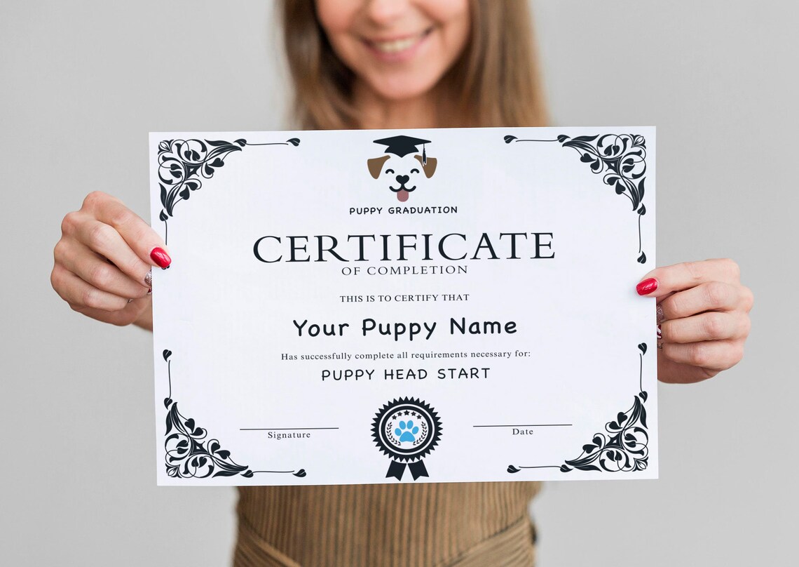 EDITABLE Puppy Dog Graduation Certificate Template Dog Award - Etsy Canada
