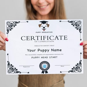 EDITABLE Puppy Dog Graduation Certificate Template, Dog Award ...