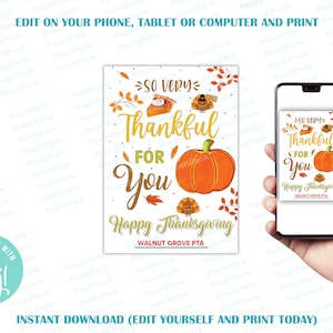 Editable Thankful Grateful for You Thanksgiving Gift Tags, Fall Gift ...
