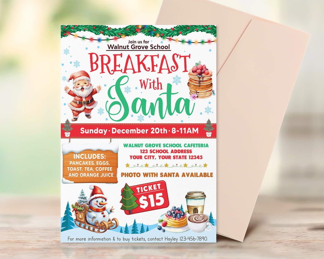 Editable Breakfast With Santa Flyer Template, Meet Santa Flyer ...