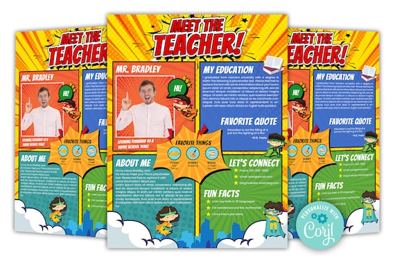 Meet the Teacher Template Superhero Theme Photo Teacher - Etsy
