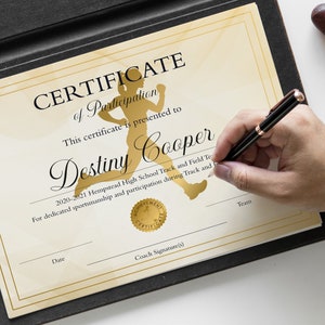 Track and Field Certificate for Boys and Girl, Set of 2 Sport Award ...