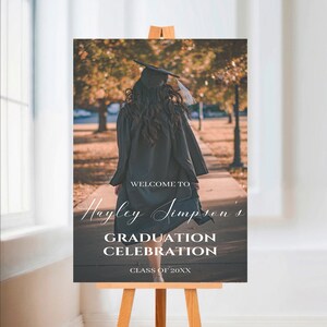 Elegant Graduation Welcome Sign With Photo, Grad Welcome Party Poster ...