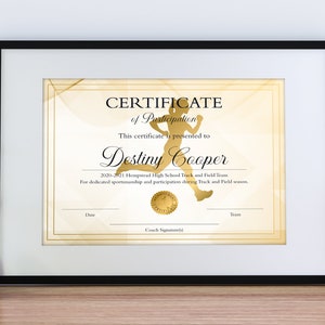 Girls Track and Field Certificate Template Editable, Girls Track ...
