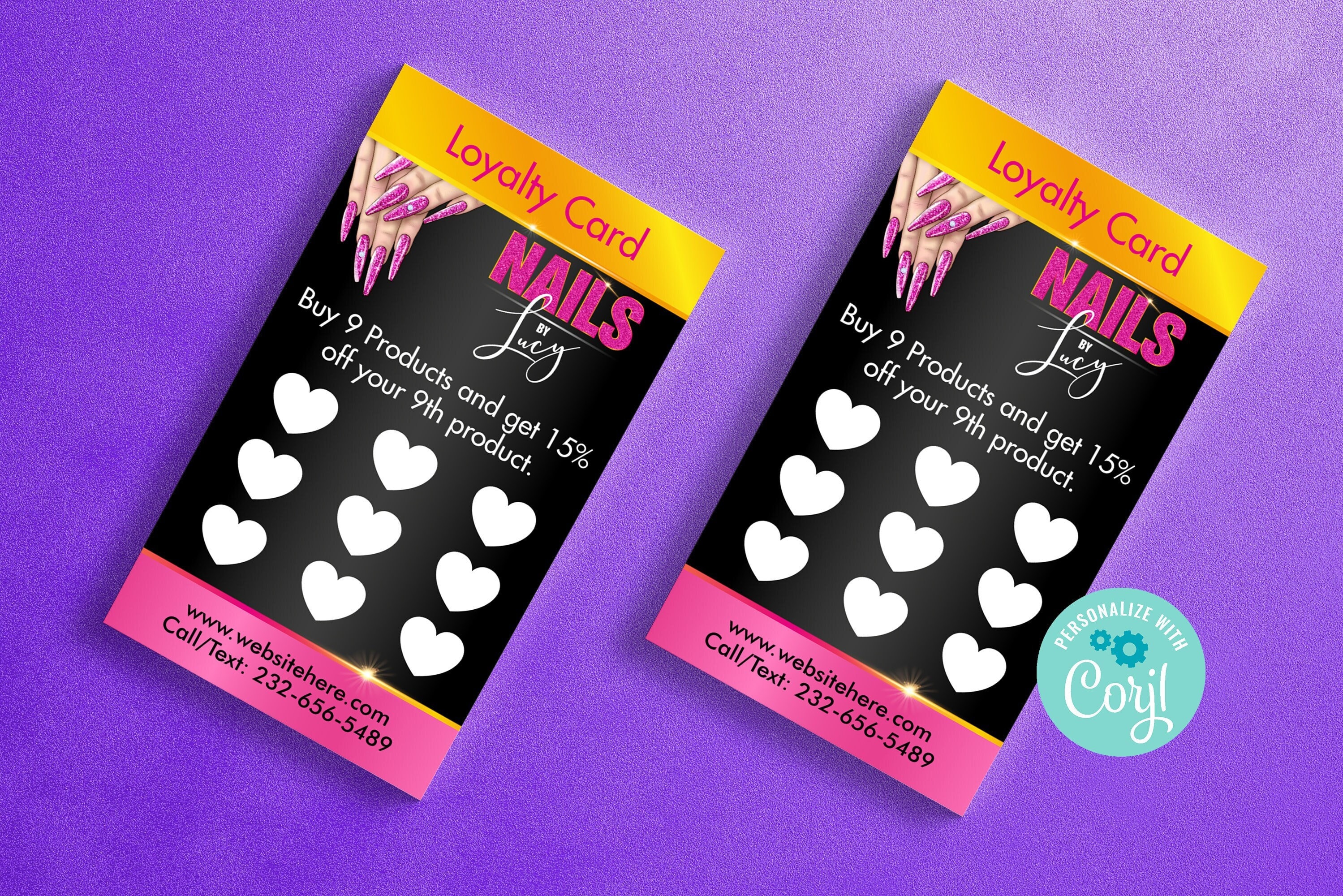 Nail Salon Loyalty Card Template, Nail Tech Loyalty Cards | Nails ...
