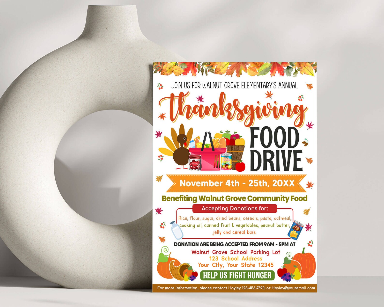 Editable Thanksgiving Food Drive Flyer, Fall Food Drive Flyer, Autumn ...