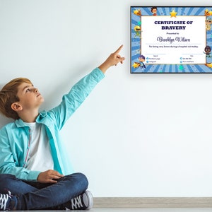 Editable Certificate of Bravery, Blue Printable Kids Certificate ...