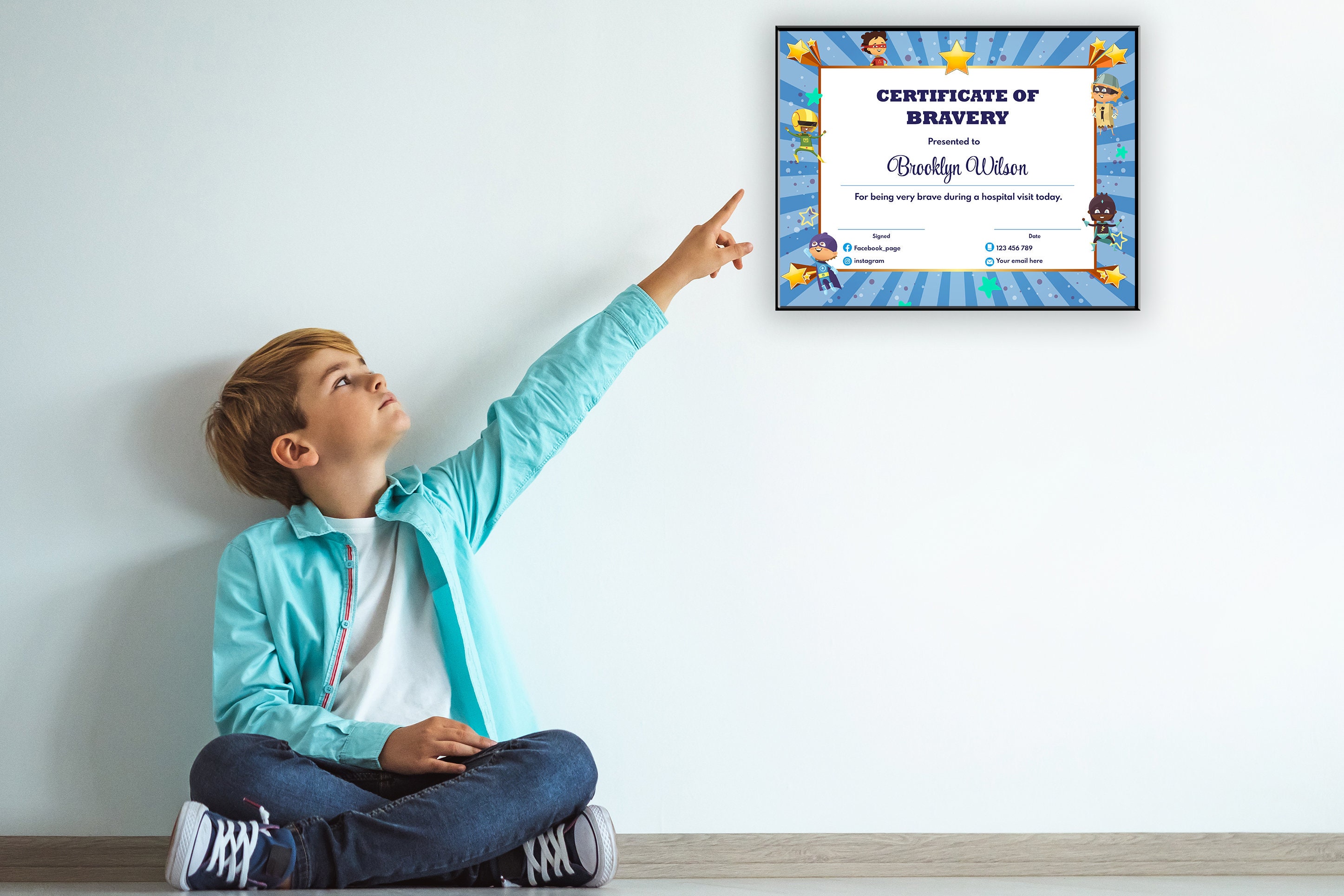 Editable Certificate of Bravery Blue Printable Kids - Etsy Australia